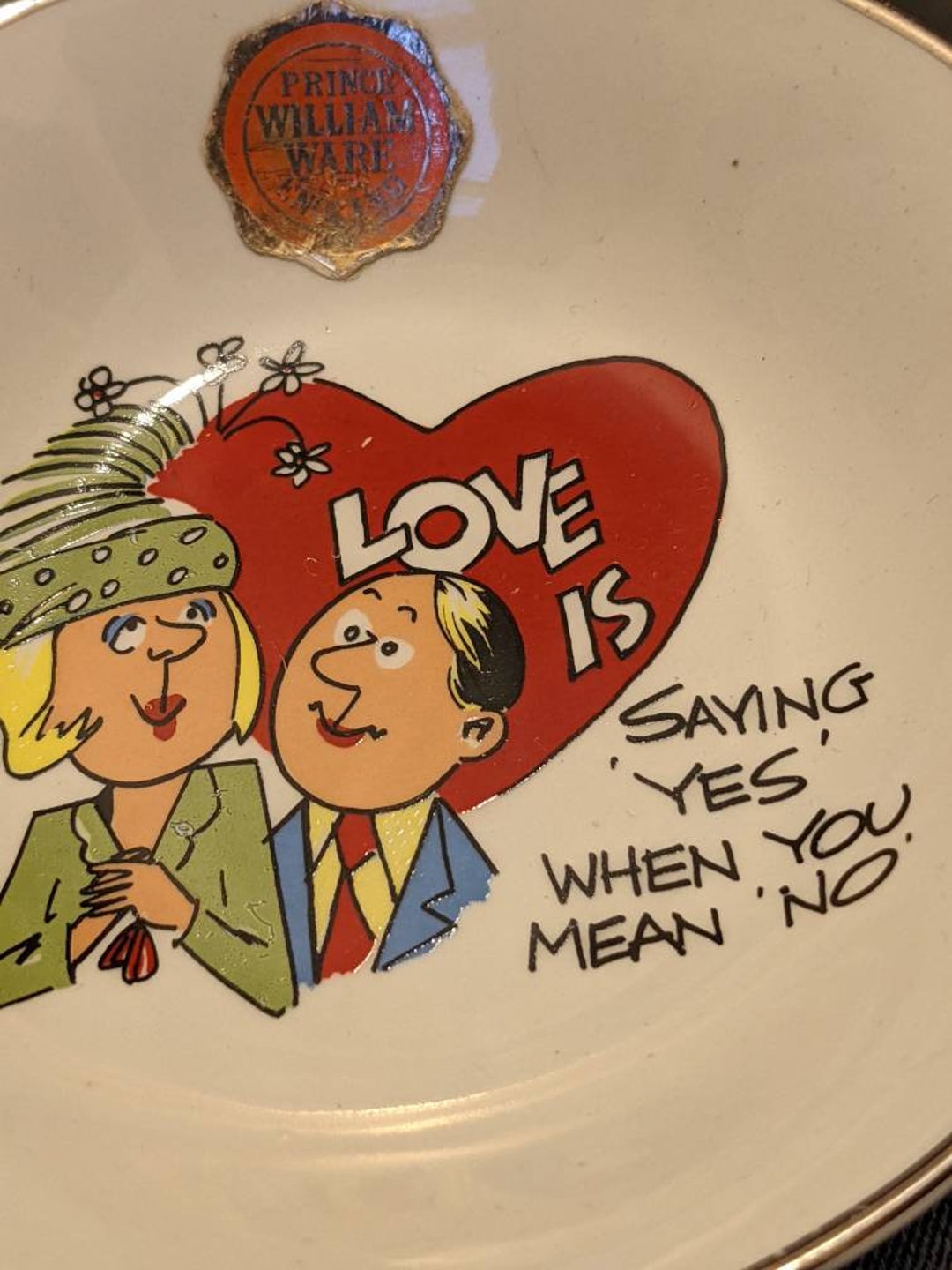Vintage Prince William Ware England Love Is... Saying 'yes' Plate /dish ...