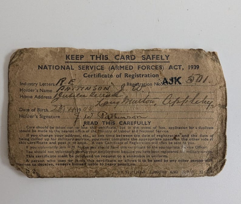 Soldier Military Identity Card Letter Registration Card 1946 Wartime ...