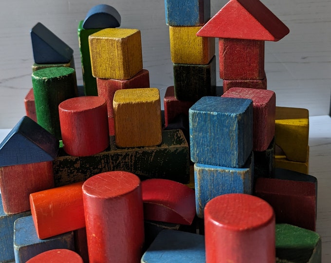 Vintage Wooden Building Blocks Bricks 1980s Pretend Play - Etsy UK