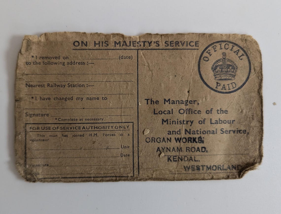 Soldier Military Identity Card Letter Registration Card 1946 Wartime ...