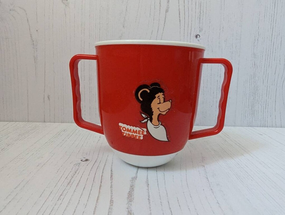 Vintage Tommee Tippee Two Handled Sipper Cup Red/white Toddler Baby - Etsy