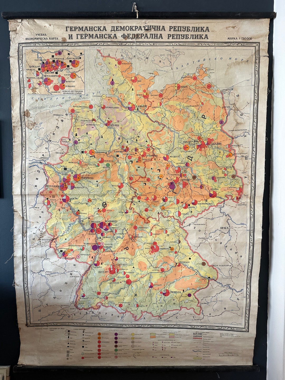 COLD WAR Map of DDR East Germany and West Germany Map 1963 - Etsy