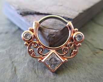 Lace Swirl Septum Clicker Ring / Daith Earring With Crystals - Etsy