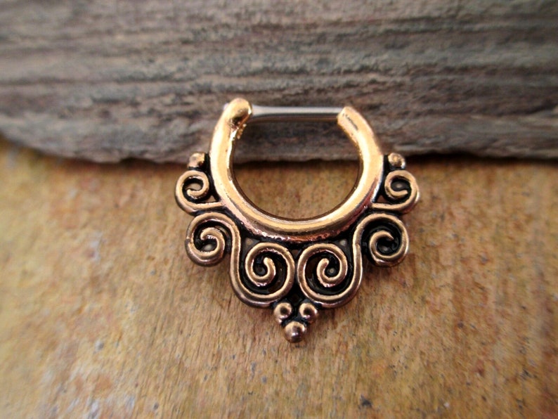 Indian Swirl Septum Clicker Ring / Daith Earring Rose Gold / - Etsy