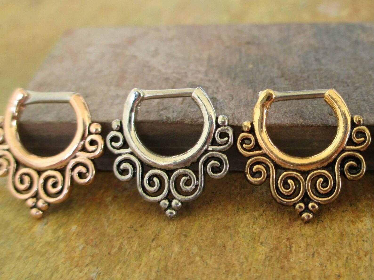 Indian Swirl Septum Clicker Ring / Daith Earring Rose Gold / - Etsy