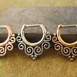 Indian Swirl Septum Clicker Ring / Daith Earring, Rose Gold / Gold ...