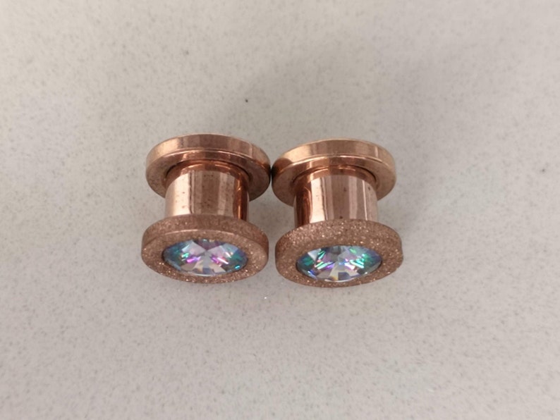 Iridescent Rose Gold Plugs Earrings / Tunnel Earrings / Ear | Etsy