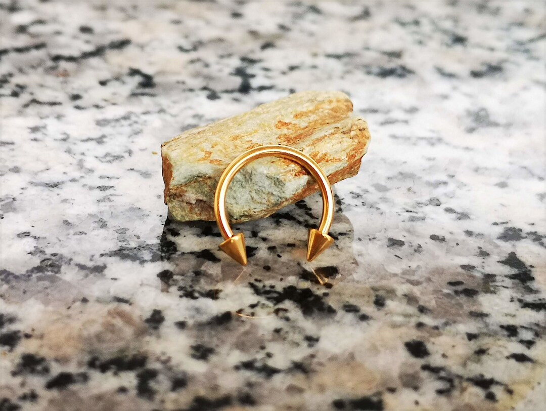 Gold Spiked Horseshoe Septum Ring / Daith Earring / Helix Earring ...