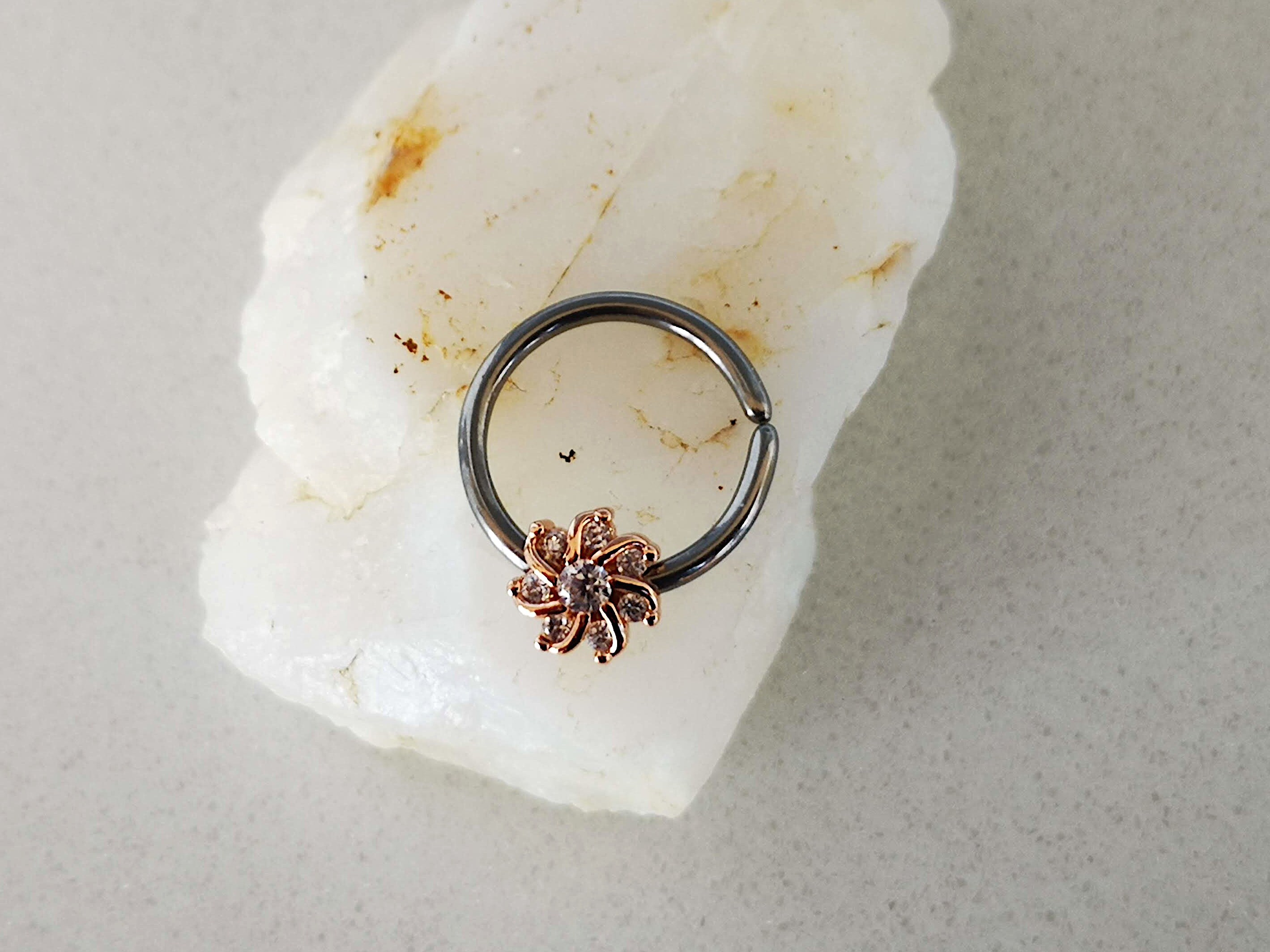 Floral Septum Ring / Daith Earring / Helix Earring / Ear Lobe Earring ...