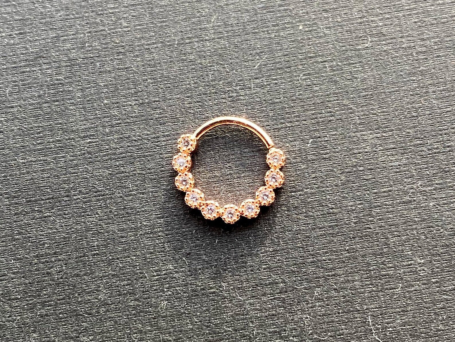 Rose Gold Daith Earring / Septum Ring With Crystals 18G - Etsy