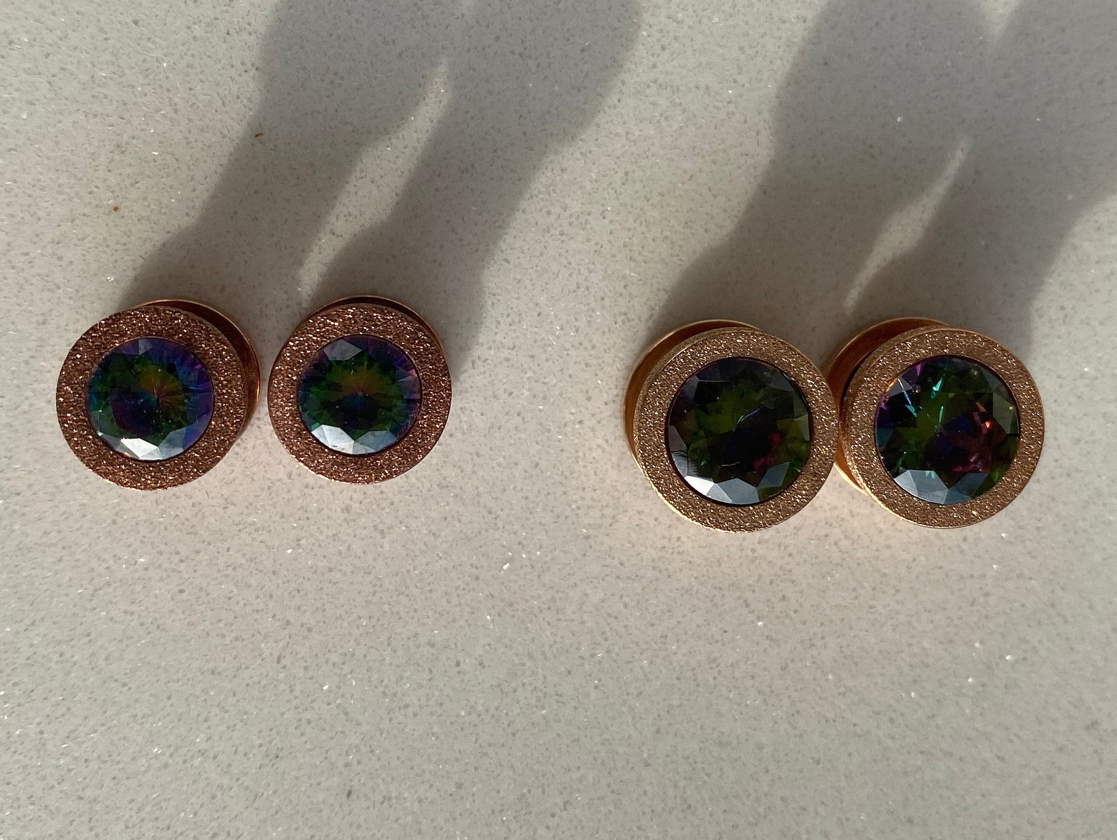 Iridescent Rose Gold Plugs Earrings / Tunnel Earrings / Ear | Etsy