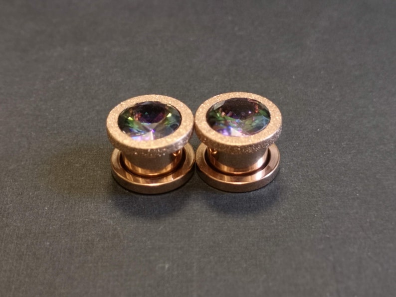 Iridescent Rose Gold Plugs Earrings / Tunnel Earrings / Ear | Etsy