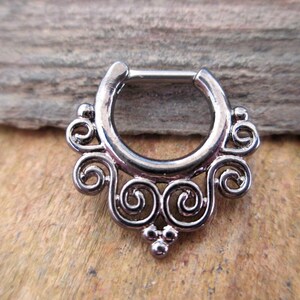 Indian Swirl Septum Clicker Ring / Daith Earring, Rose Gold / Gold ...
