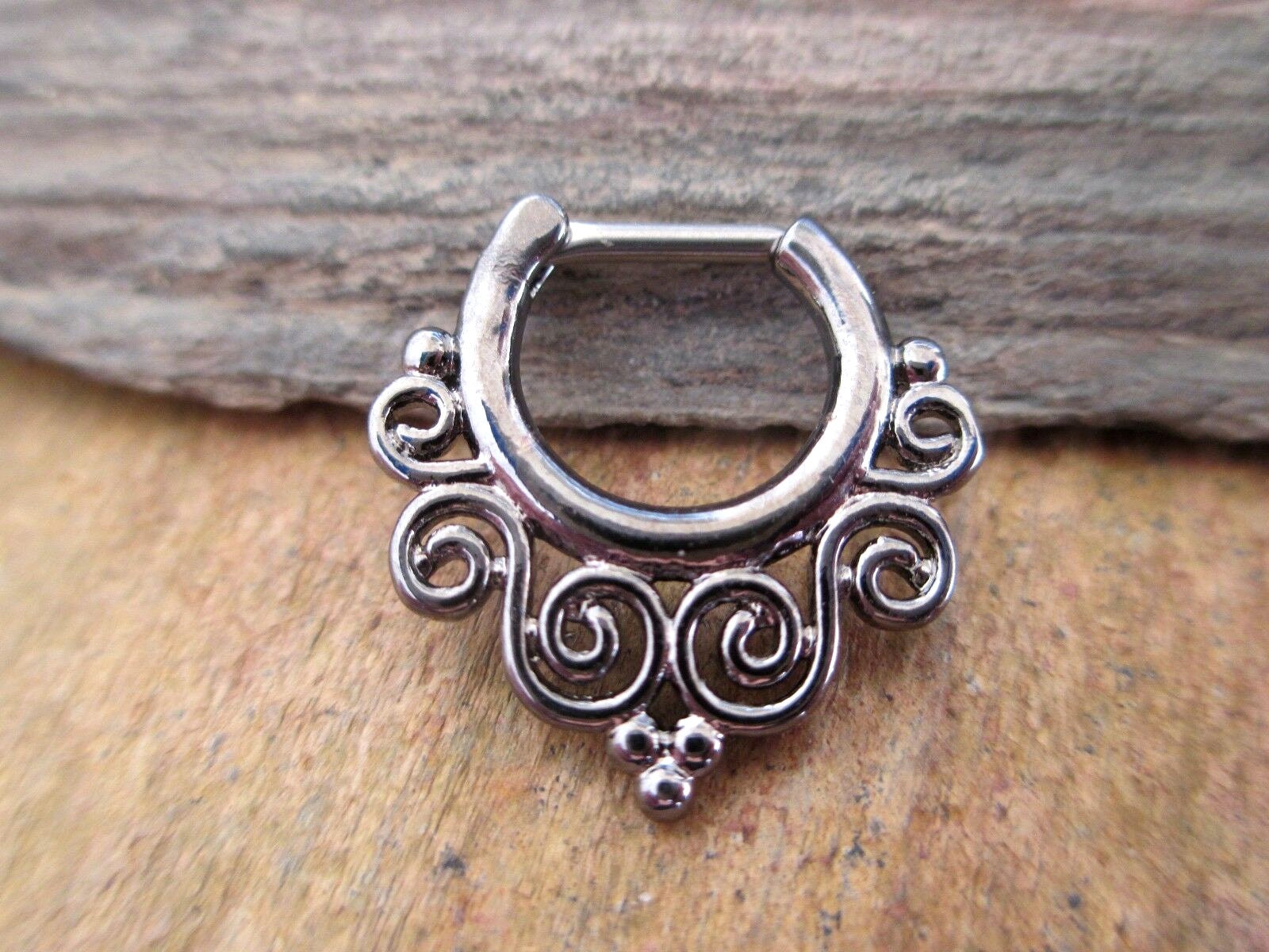 Indian Swirl Septum Clicker Ring / Daith Earring Rose Gold / - Etsy