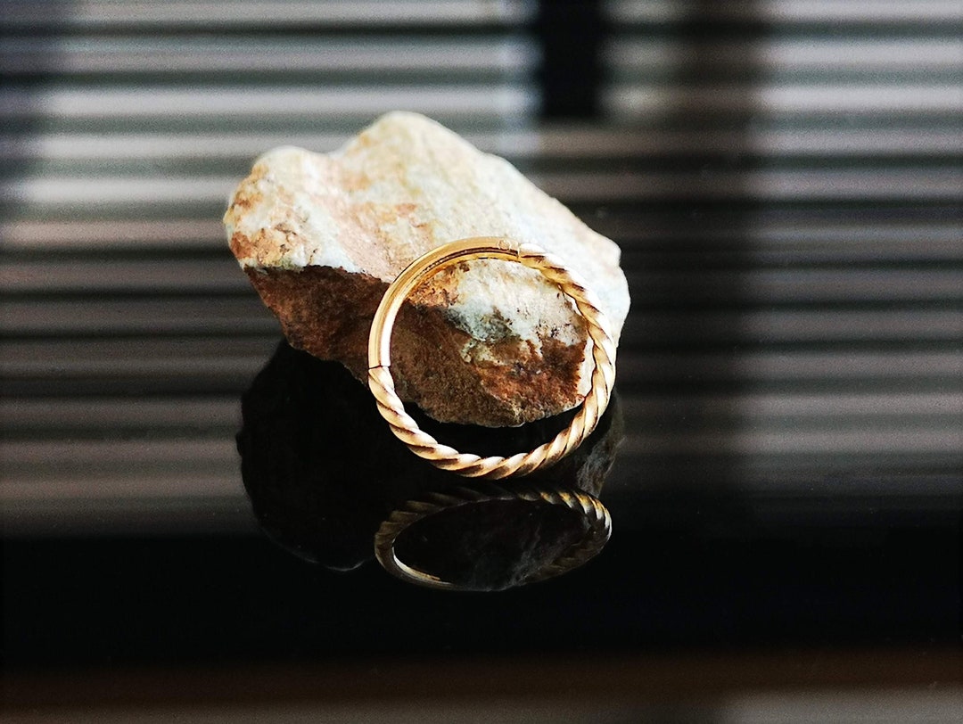 Braided Seamless Septum Clicker Ring / Twisted Hinged Nose Hoop Ring ...