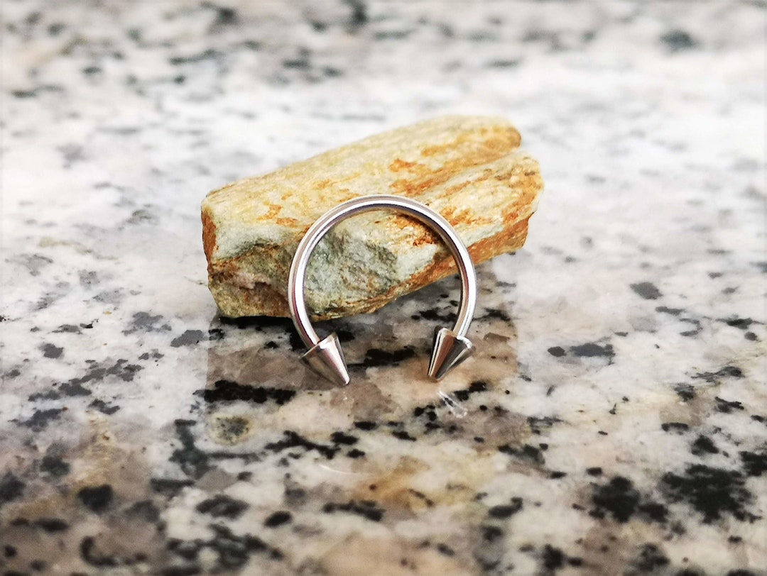 Silver Spiked Horseshoe Septum Ring / Daith Earring / Helix Earring ...