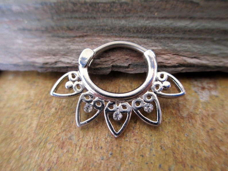 Tribal Septum Clicker Ring / Lip Ring / Daith Earring With | Etsy