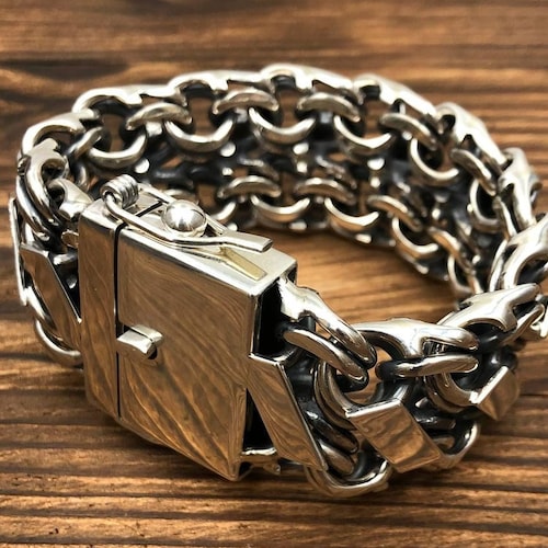 Heavy Men's Silver Bracelet Sterling Silver Jewelry - Etsy