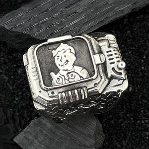 Pip-boy Ring, Gamer Jewelry, Statement Ring, Sterling Silver - Etsy