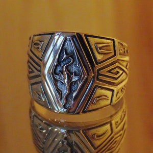 Sterling Silver Imperium Dragon Ring With Runes, Daedric Artifact ...