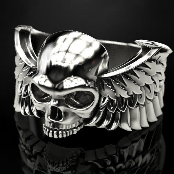 Winged Skull Ring - Etsy