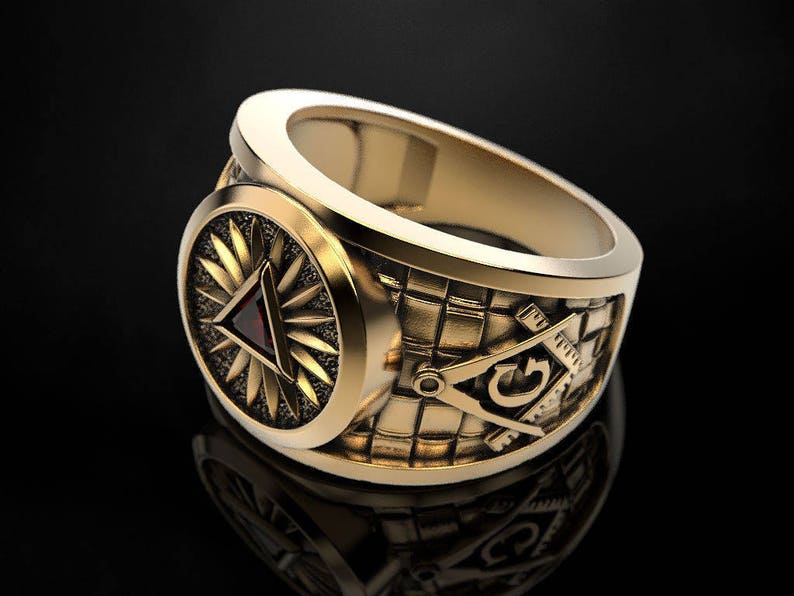 Masonic Man Ring Secret Society Gift for Him Yellow Gold - Etsy