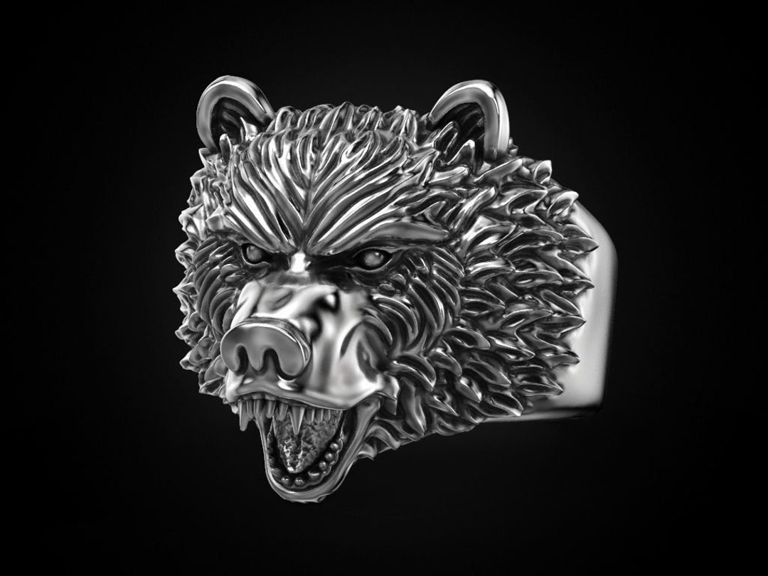 Bear Head Ring, Bear Jewelry, Animal Jewelry, Brutal Ring, LARP and ...