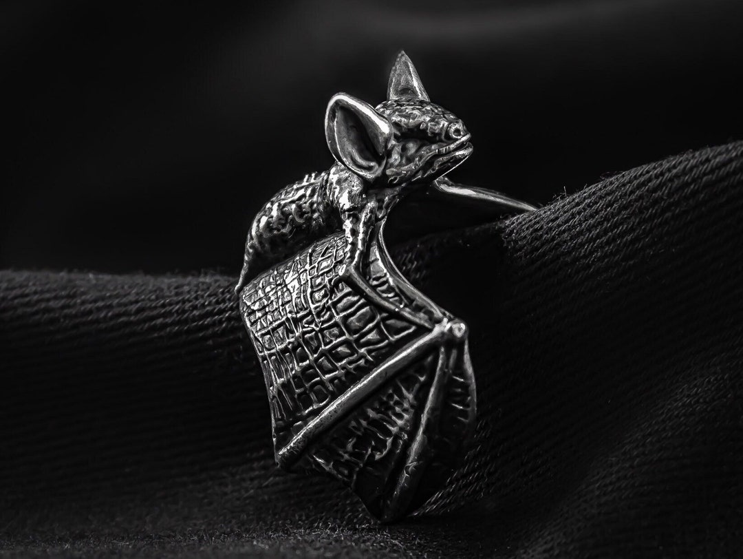 Sterling Silver Chunky Heavy Goth Bat Ring Thick Statement - Etsy
