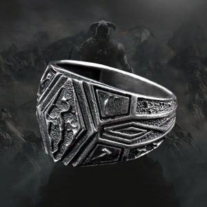 Sterling Silver Imperium Dragon Ring With Runes, Daedric Artifact ...