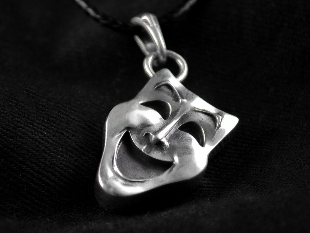 Sterling Silver Theatre Mask Pendant, Comedy and Tragedy Necklace, Sock ...
