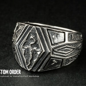 Sterling Silver Imperium Dragon Ring With Runes, Daedric Artifact ...