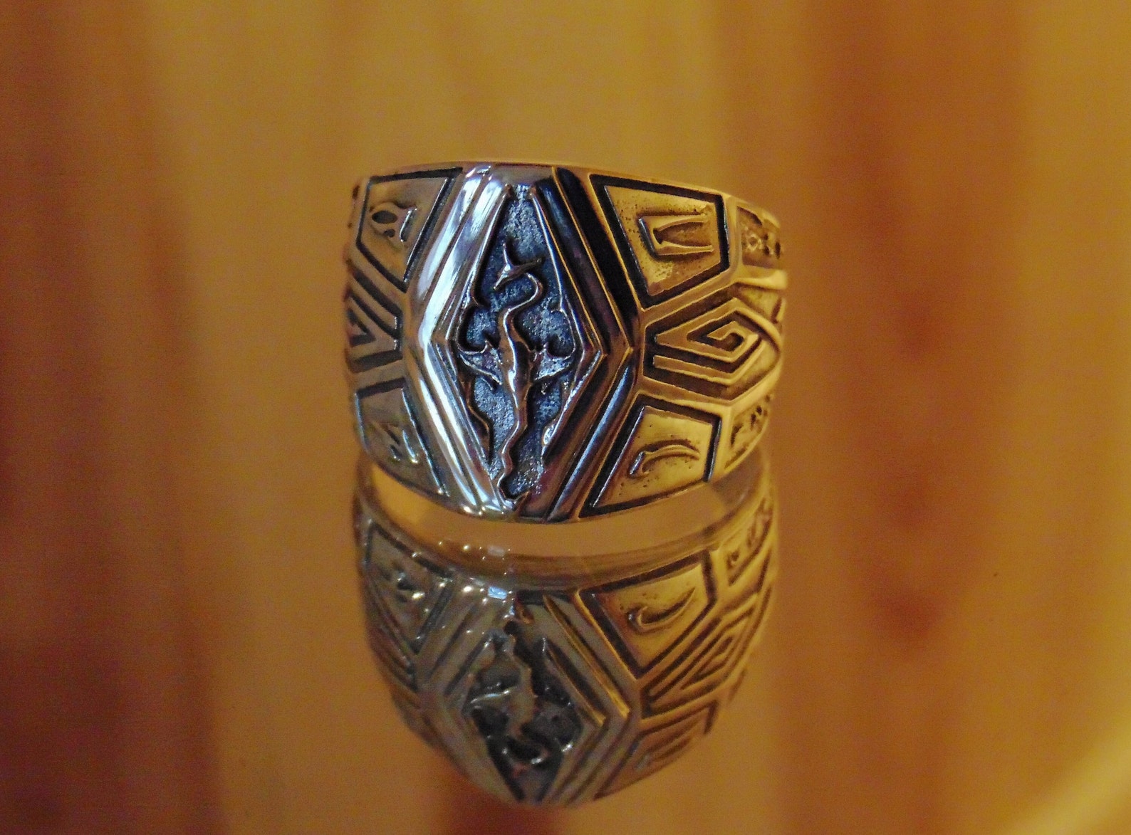 Sterling Silver Imperium Dragon Ring With Runes, Daedric Artifact ...