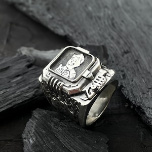 Pip-boy Ring, Gamer Jewelry, Statement Ring, Sterling Silver - Etsy
