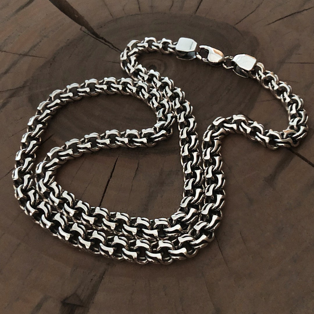 Heavy Silver Chain, Men's Jewelry, Sterling Silver Cossack Bismarck ...