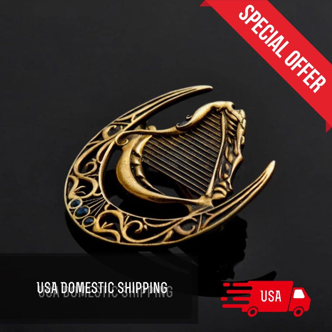 Brass Harper's Pin Brooch • Fantasy LARP Jewelry for Tabletop Game ...