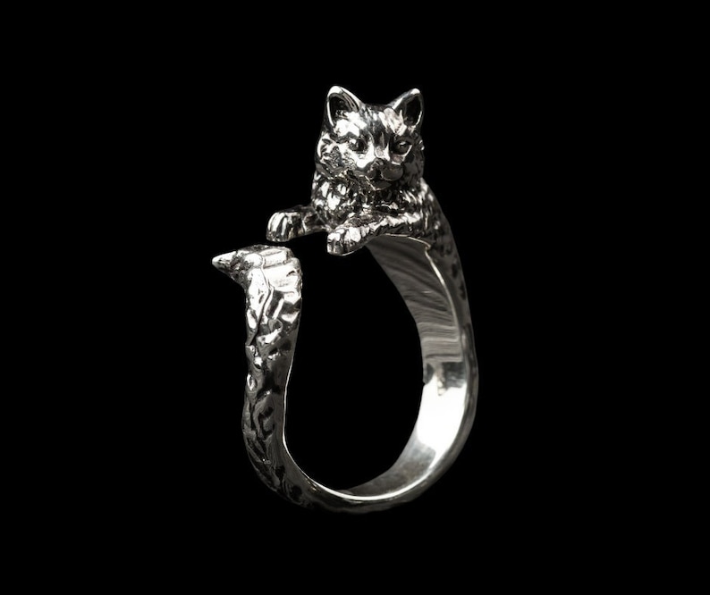 Sterling Silver Cute Animal Cat Ring Pet Jewelry 21st - Etsy