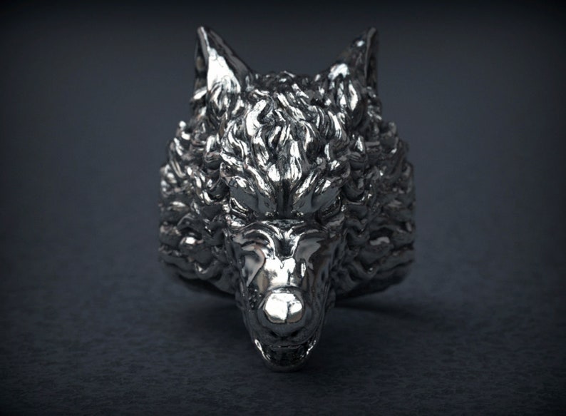 Statement Wolf's Head Ring Animal Design Jewelry | Etsy