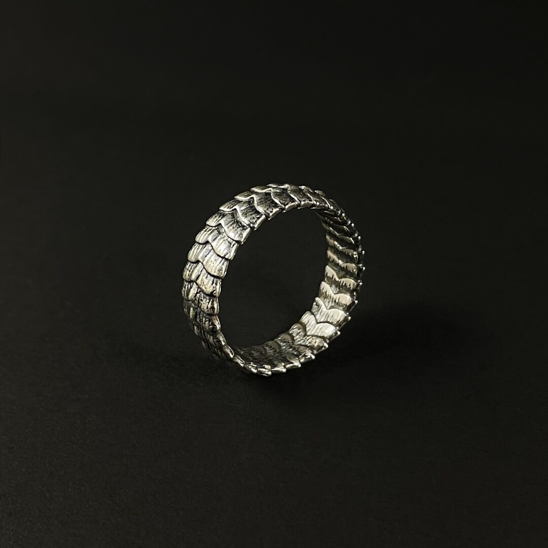 Sterling Silver Dragon Scales Ring Handmade Fantasy LARP - Etsy