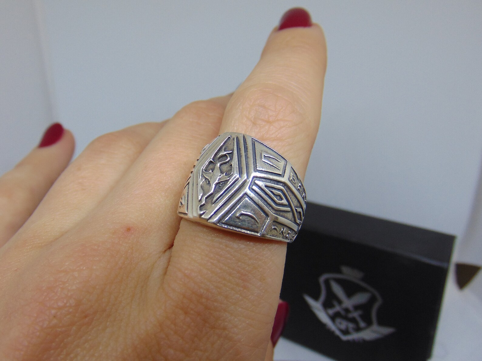 Sterling Silver Imperium Dragon Ring With Runes Daedric - Etsy