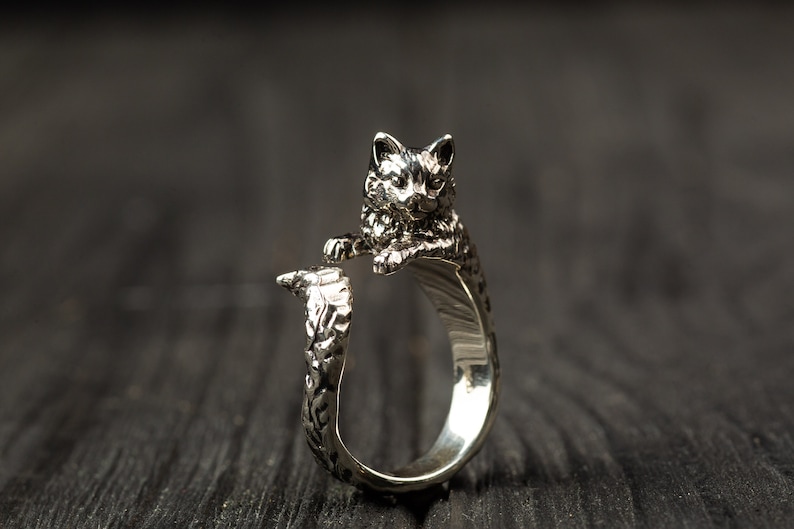 Sterling Silver Cute Animal Cat Ring Pet Jewelry 21st - Etsy