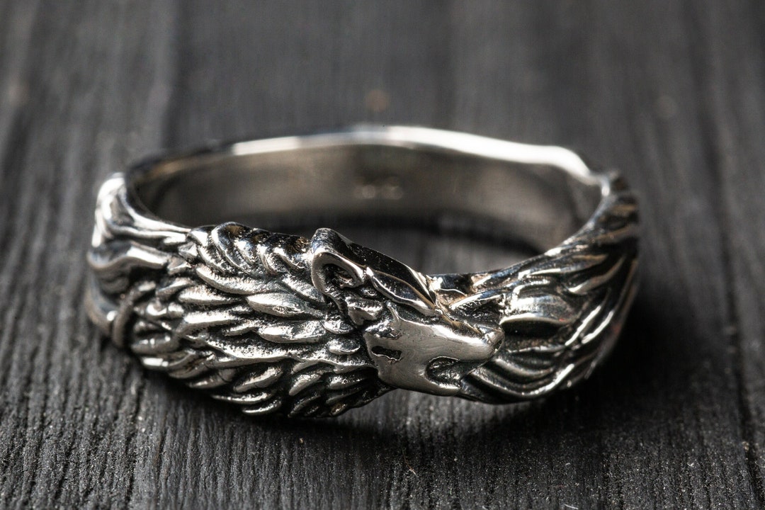 Silver Wolf Band Ring, LARP Animal Jewelry, Predator Ring, Valentine ...
