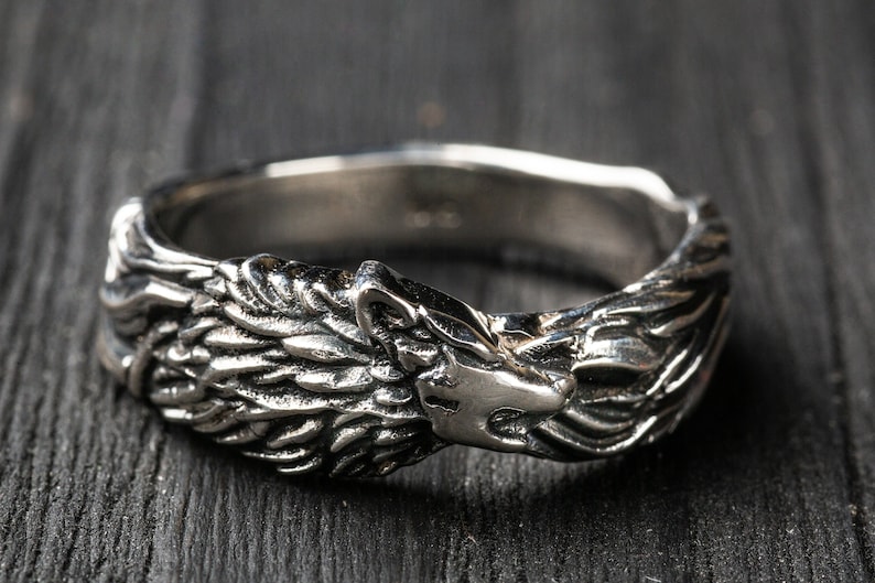 Silver Wolf Band Ring LARP Animal Jewelry Predator Ring - Etsy
