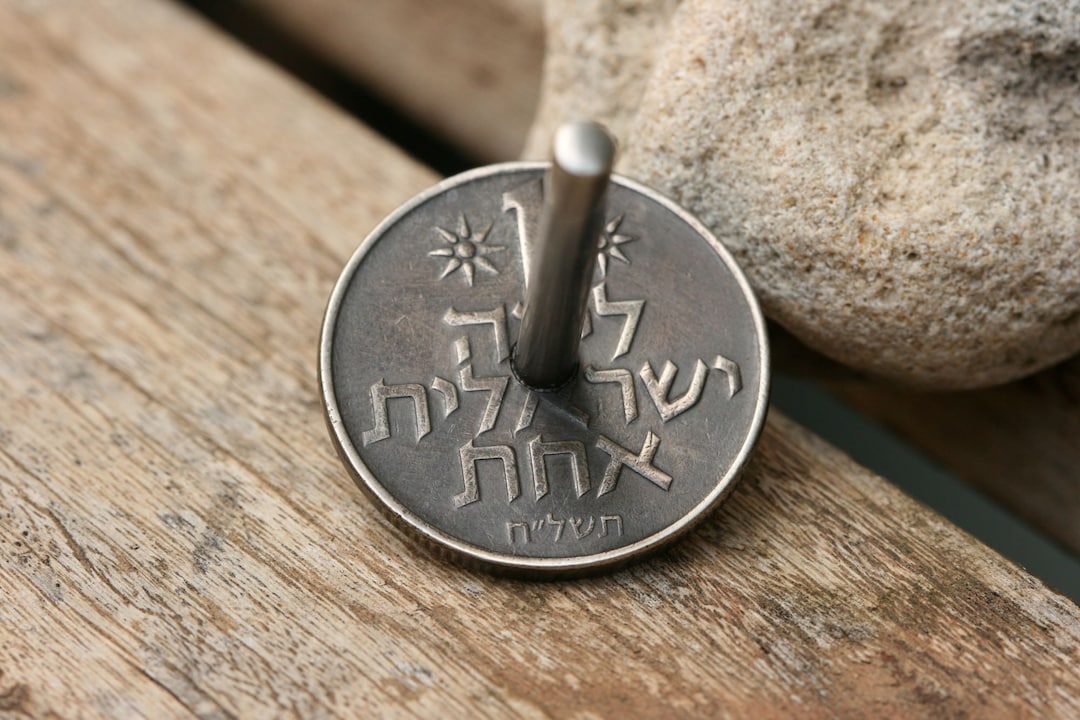 Dreidel, One Lira Israeli Coin Dreidel, Spinning Toy, Old Israeli Money ...