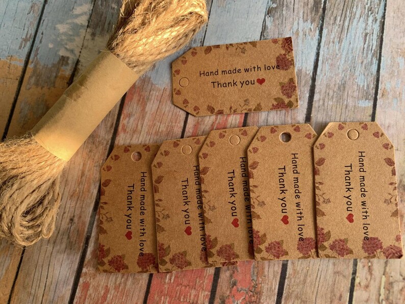 Handmade With Love Tags, Kraft Paper Hand Tags - Etsy