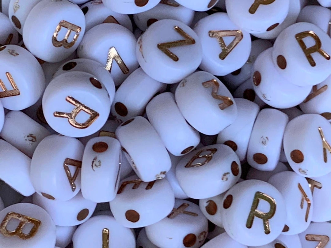 7mm Gold Letter Beads Round Alphabet Beads Charms for - Etsy
