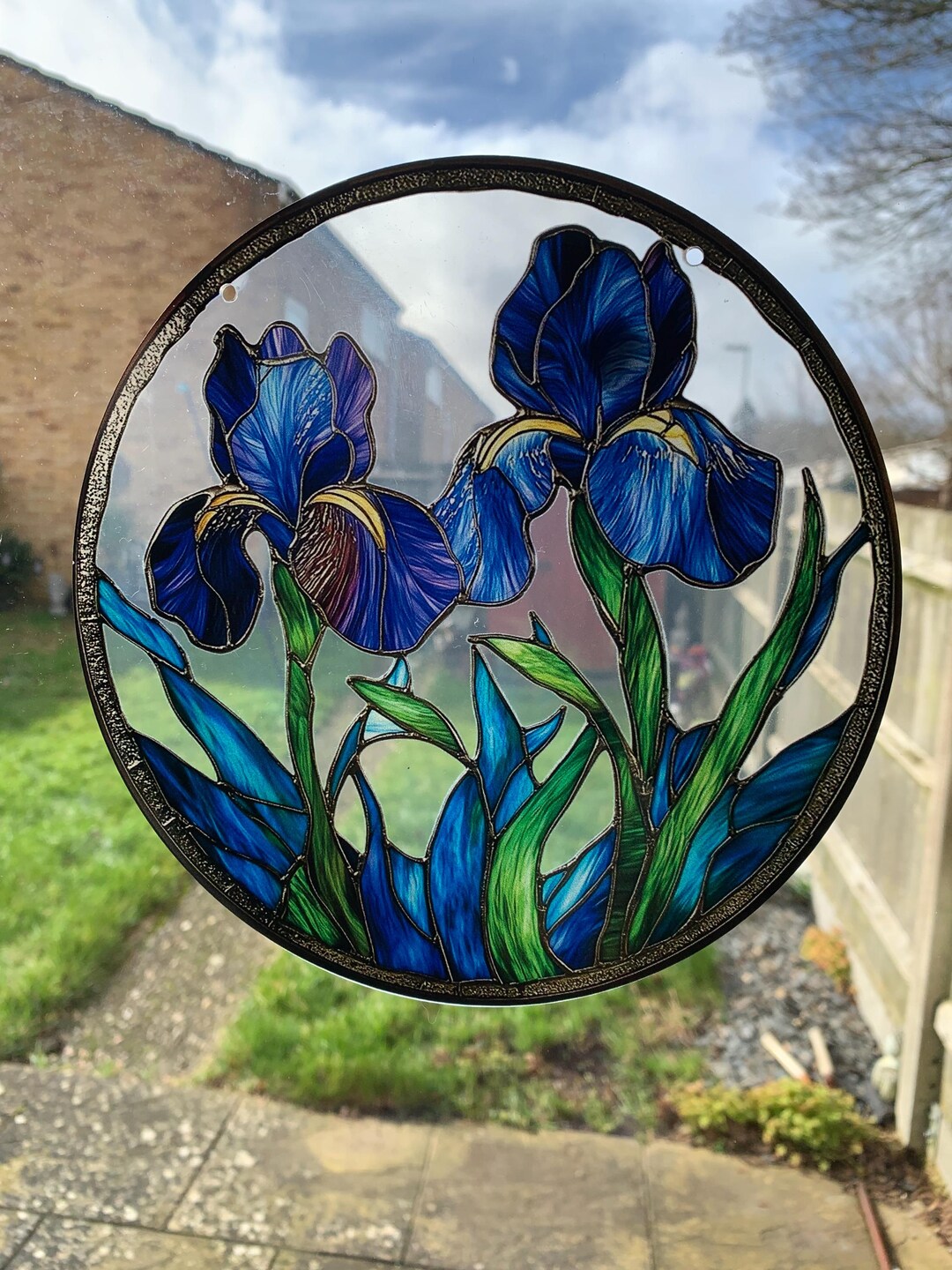 Blue Iris Large 18 X 18 Window Art,hanging Acrylic Plaque - Etsy