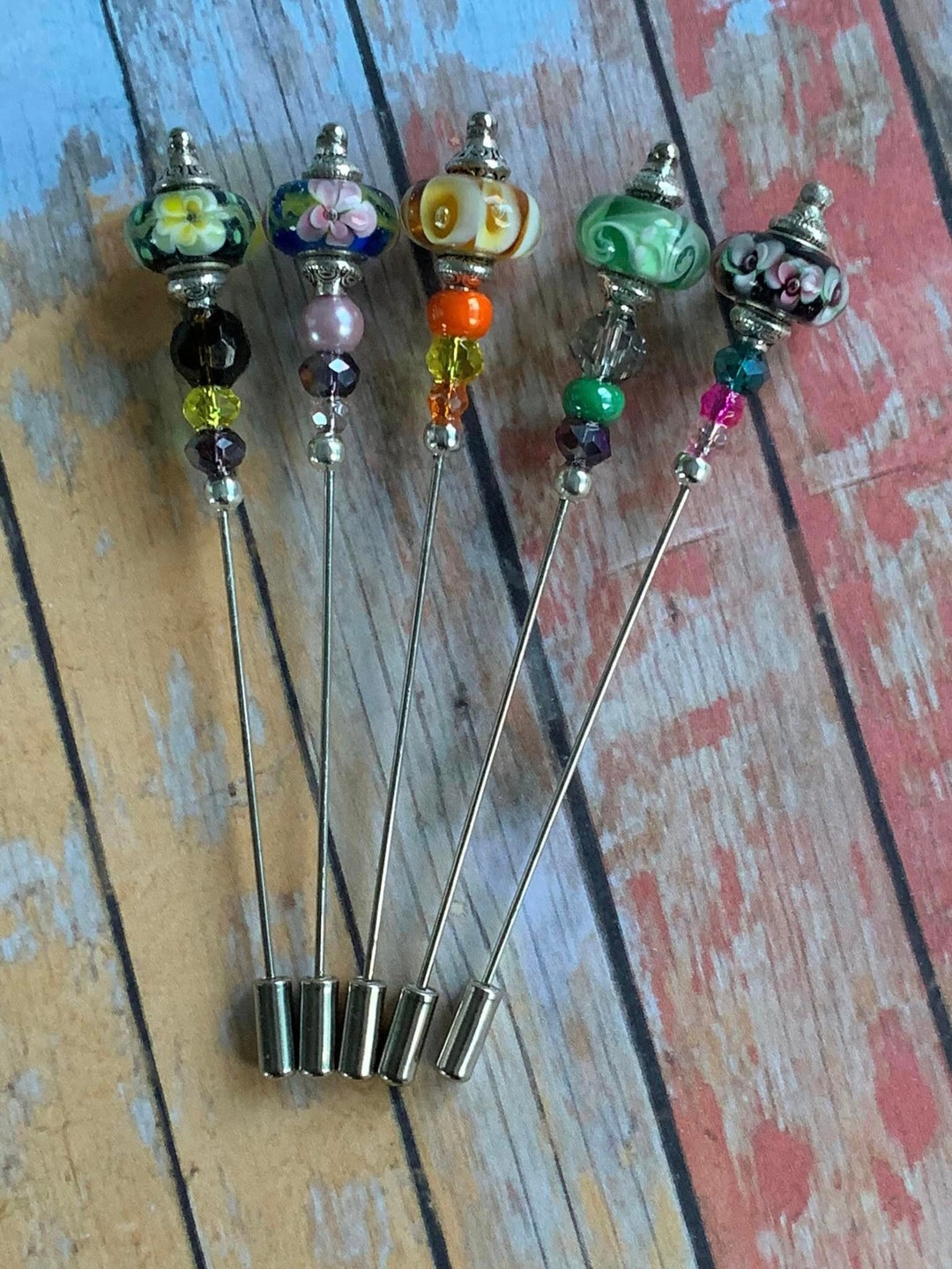 Lampwork Beaded Hat Pins - Etsy