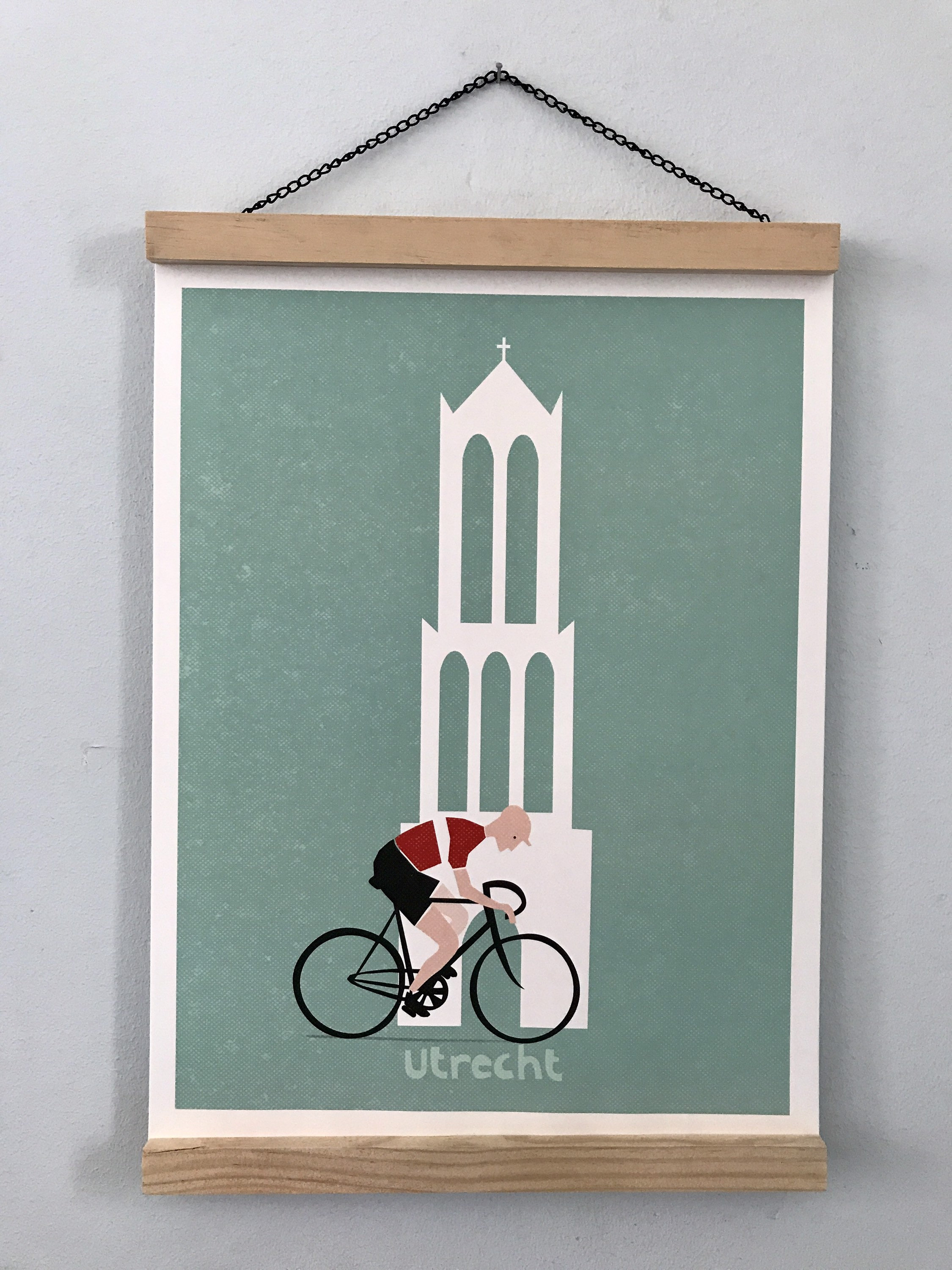 Utrecht Poster With Dom Tower and Cyclist. Size: 30x40 and - Etsy UK
