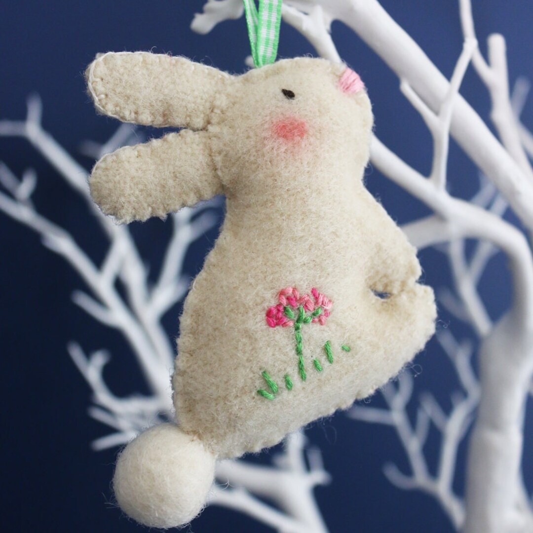 Easter Rabbit/bunny Decoration, Hand Embroidered, Rustic Easter Bunny ...