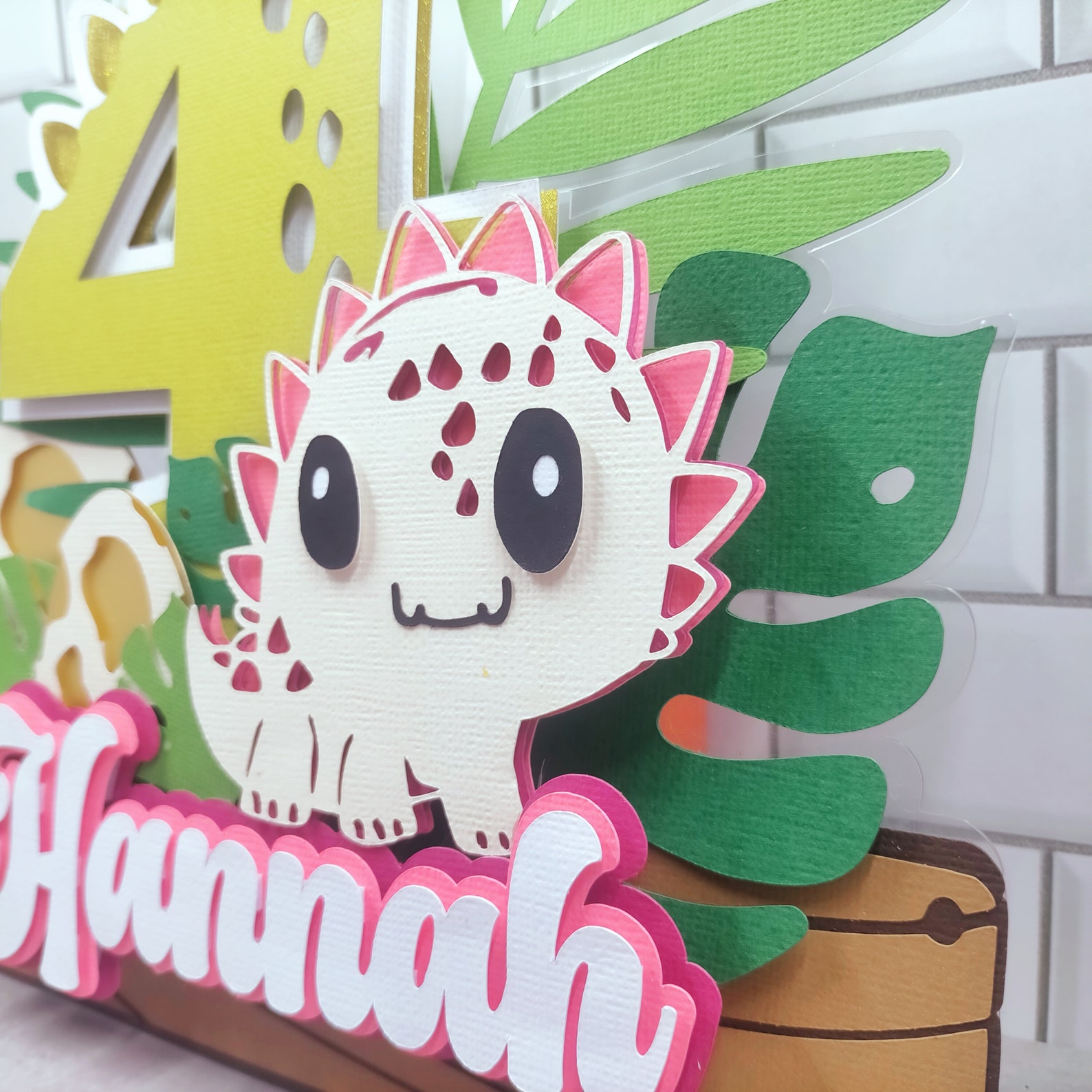 Cute Dinosaur Number 4 Cake Topper Easy Download SVG File for - Etsy